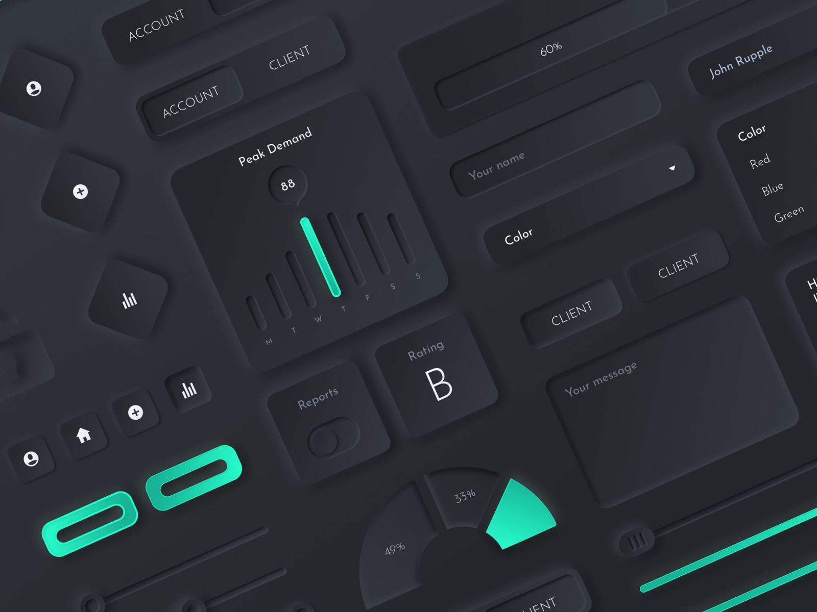 Neumorphic Dark UI Kit by Samson Vowles🕺 on Dribbble