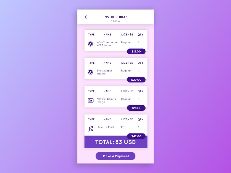 Daily UI Challenge Day #46 - Invoice by Kevin Lehtla on Dribbble