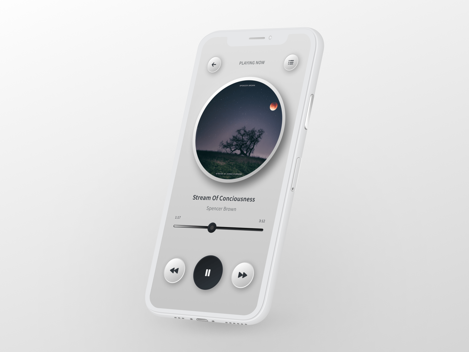 neumorphic music player by Isaiah on Dribbble