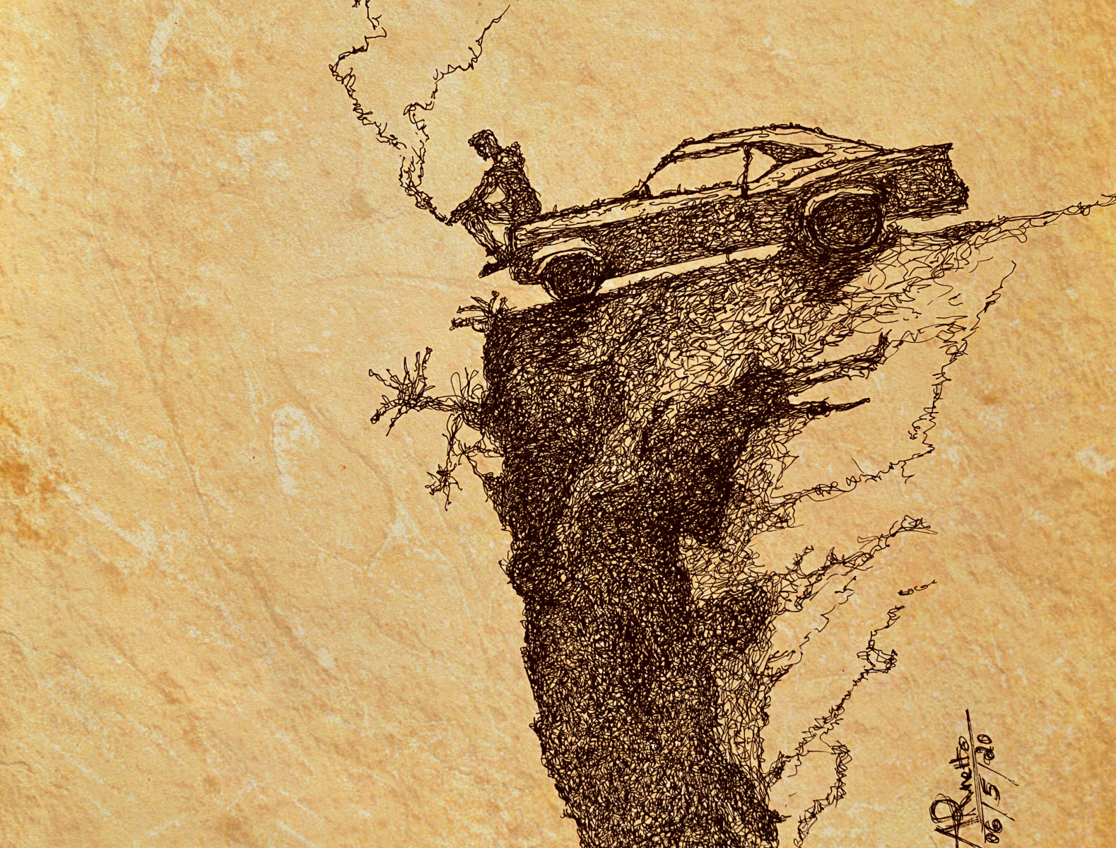 Man and Car Drawing by Alwinroy Netto on Dribbble