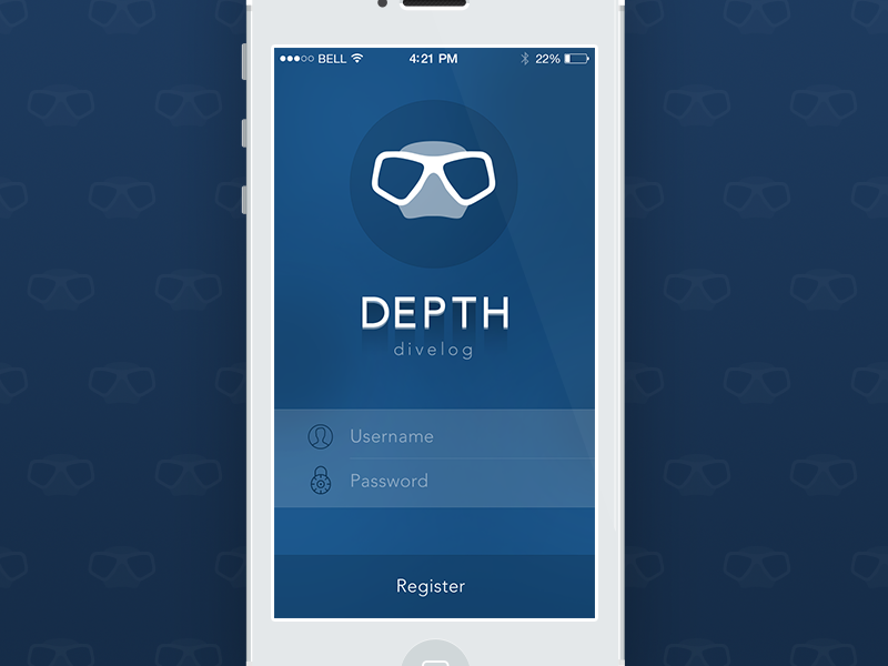 Depth app login screen by Graham Wood on Dribbble