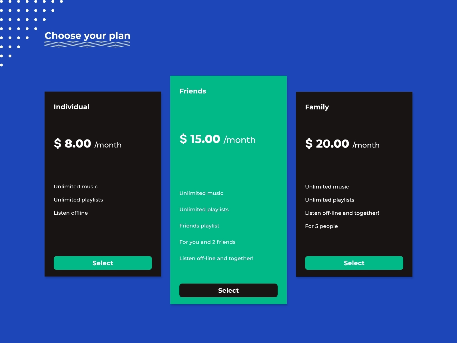 DailyUI::030 (Pricing) by Pedro Oliveira on Dribbble
