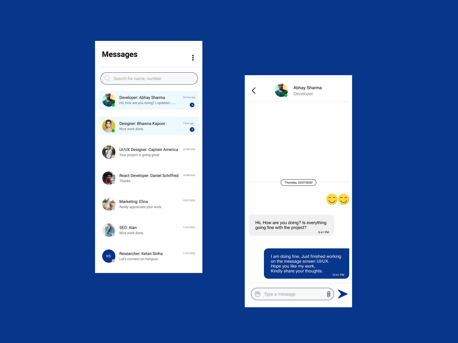 Messages : Chat App for Corporate by Rinky yadav on Dribbble