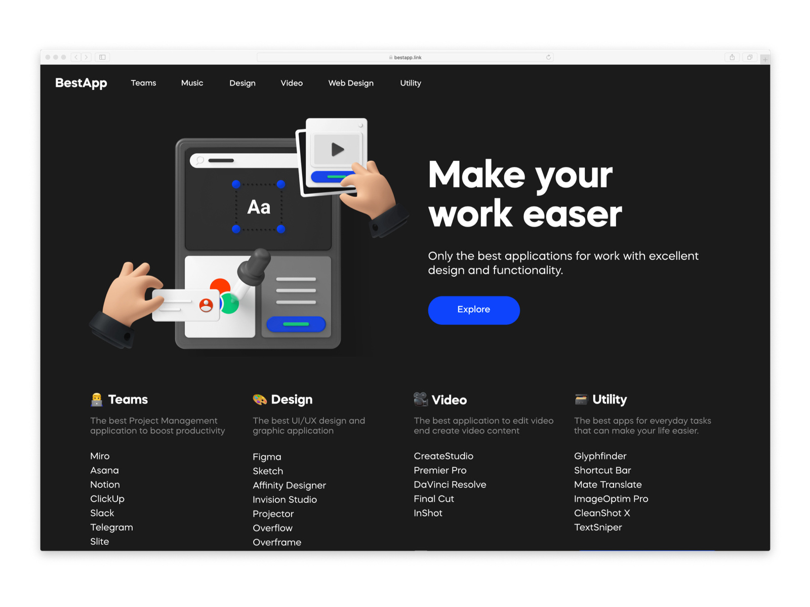 Bestapp.link home page by Komarov Design on Dribbble
