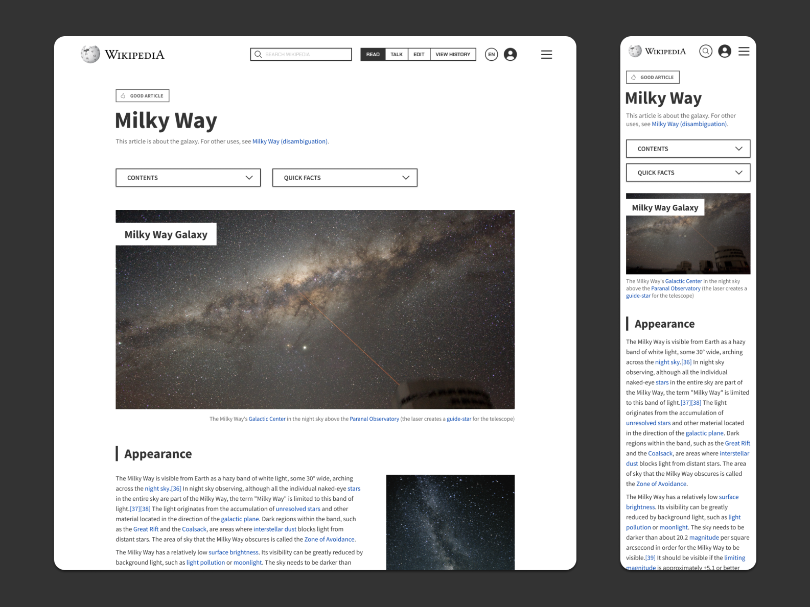 Wikipedia redesign by Mofeng Zhang on Dribbble