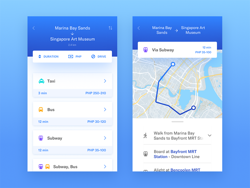 Commute Modes and Directions by Ronn Parcia on Dribbble