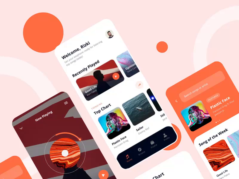 music player app prototype by SLAB Design Studio on Dribbble