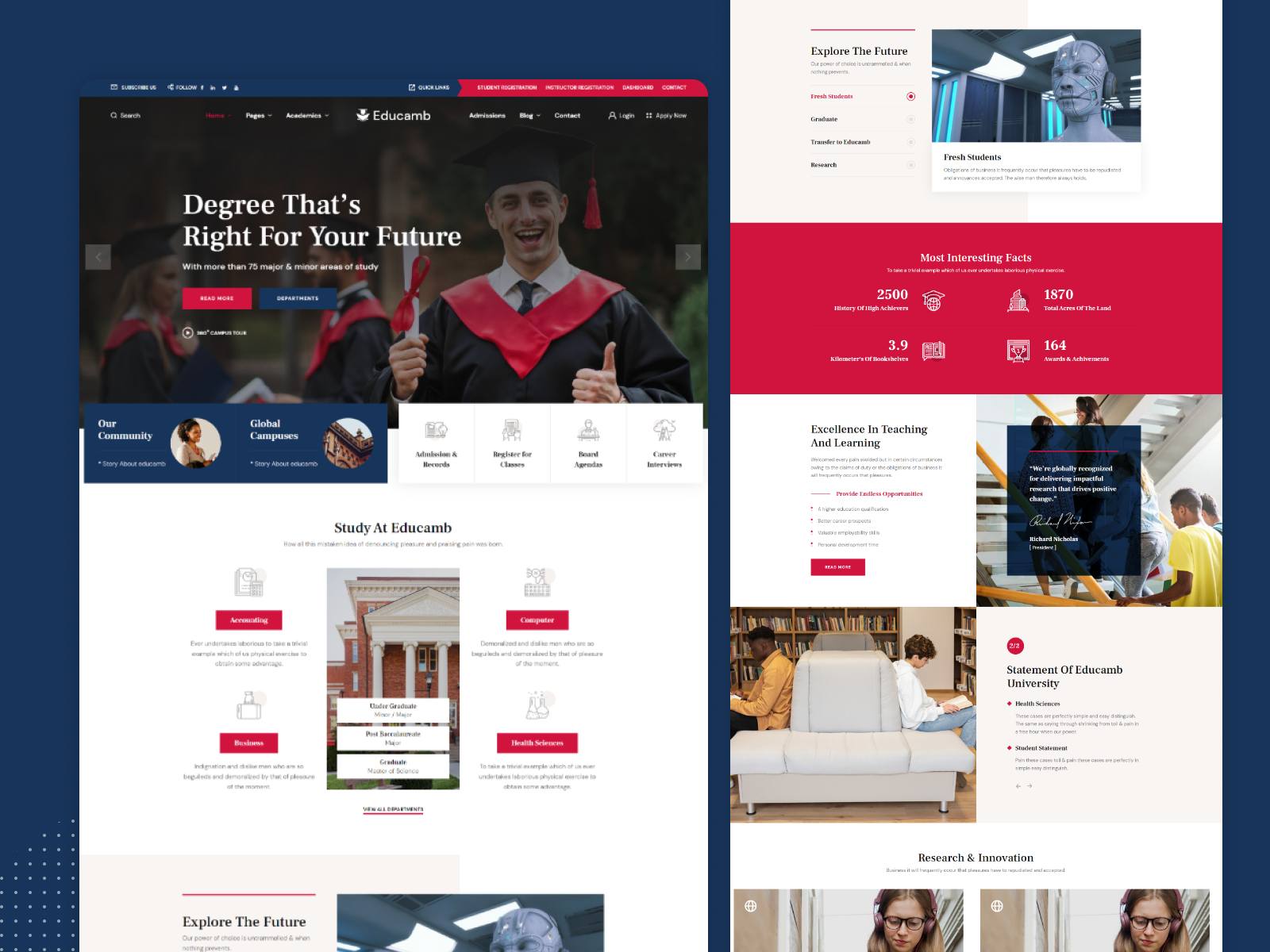 Educamb - Education WordPress Theme by Na Vignesh for Template Path: UI/UX Design Agency on Dribbble