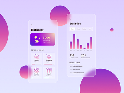 Glassmorphism style mobile app design by Seliakh Natallia on Dribbble