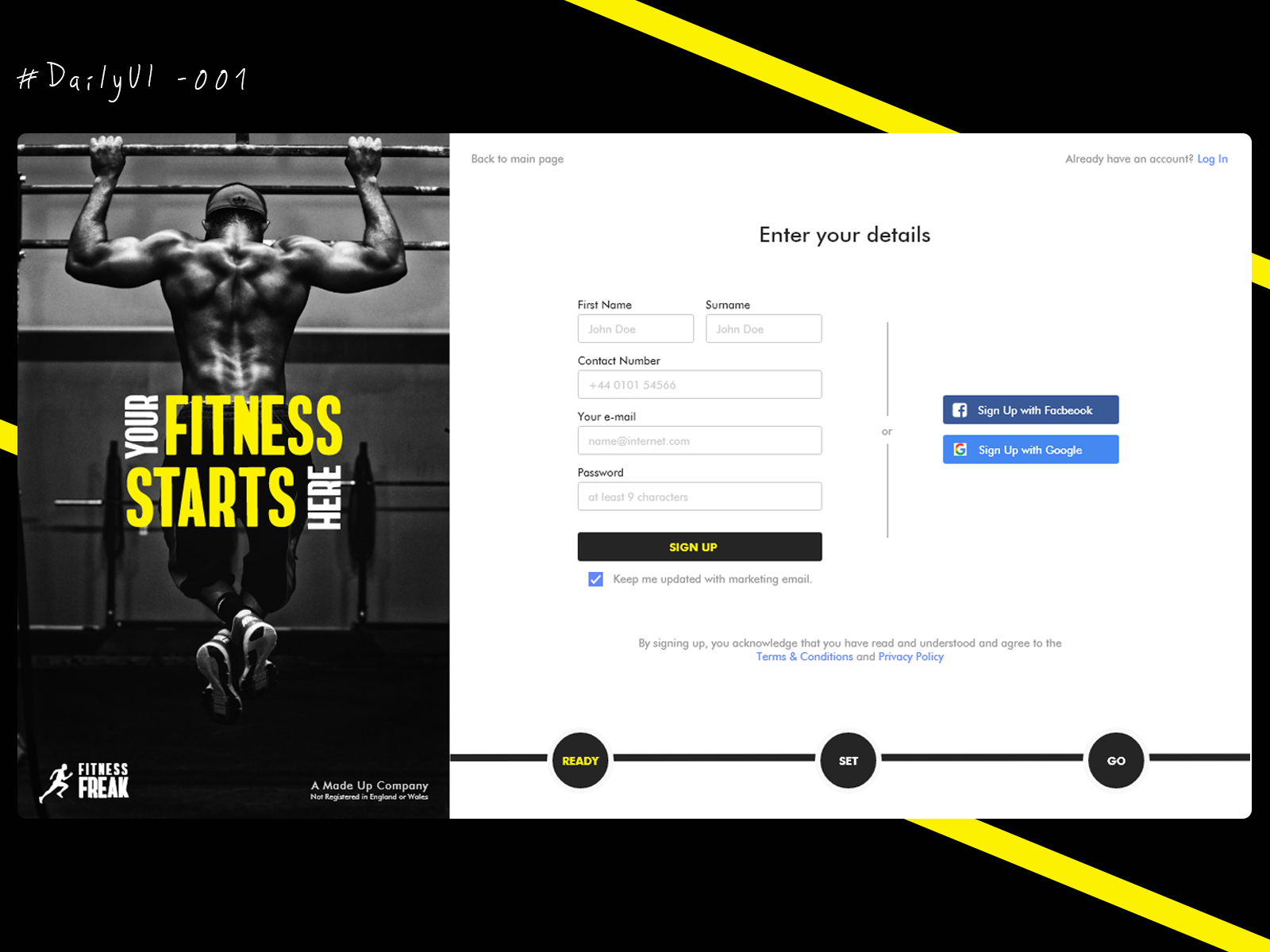 DailyUI - Initial Sign Up Screen by Kevin Singh on Dribbble