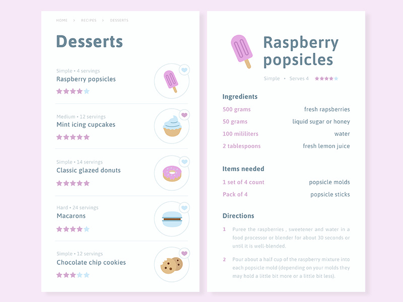 Daily UI #040 - Recipe by Jelena on Dribbble