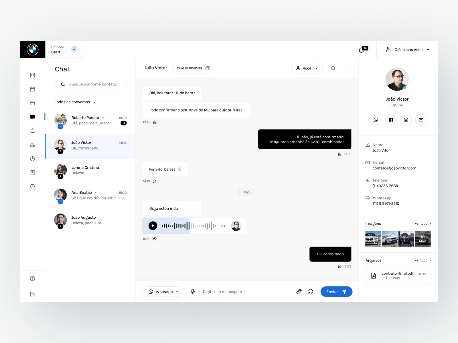 Chat Dashboard • BMW by Lucas Assis on Dribbble