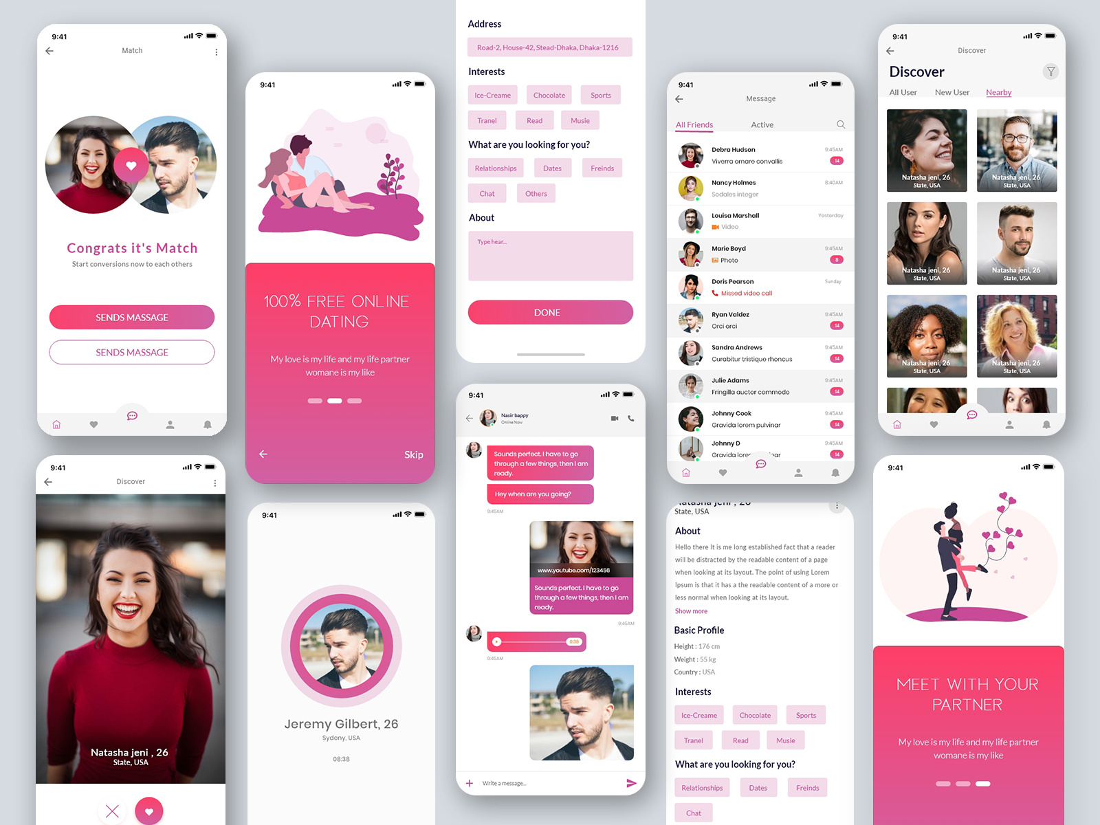 Dating App full ui Design by Nasir Uddin on Dribbble