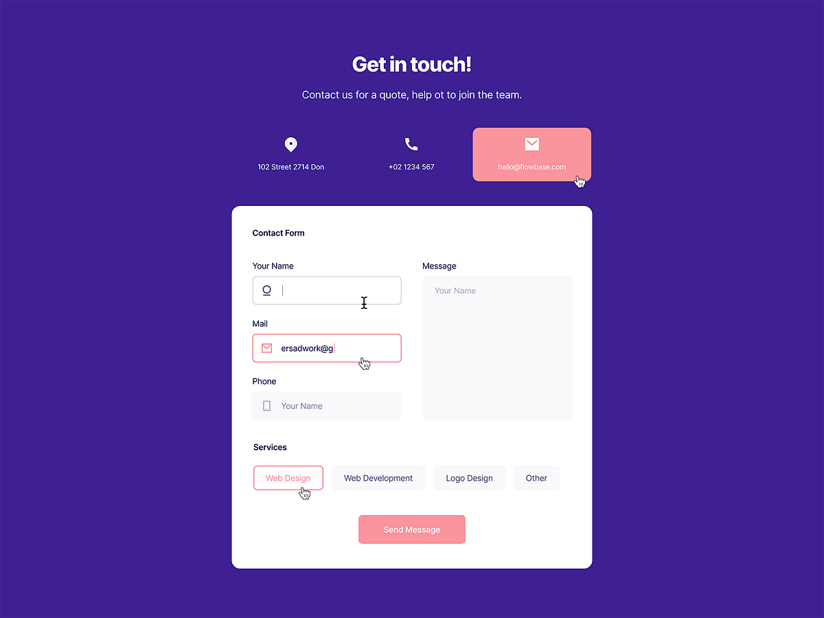 Contact Form 03 by Erşad Başbağ for Flowbase on Dribbble