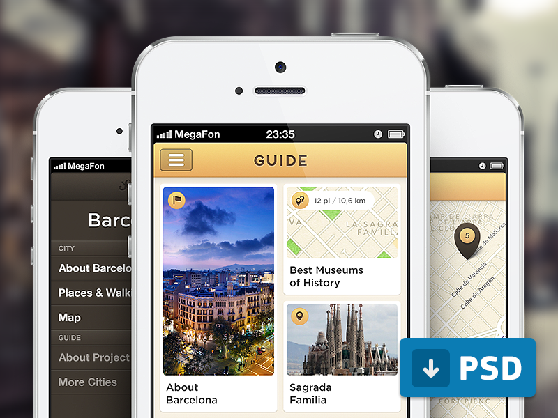 Guide App (free .psd) by sergy.xyz on Dribbble