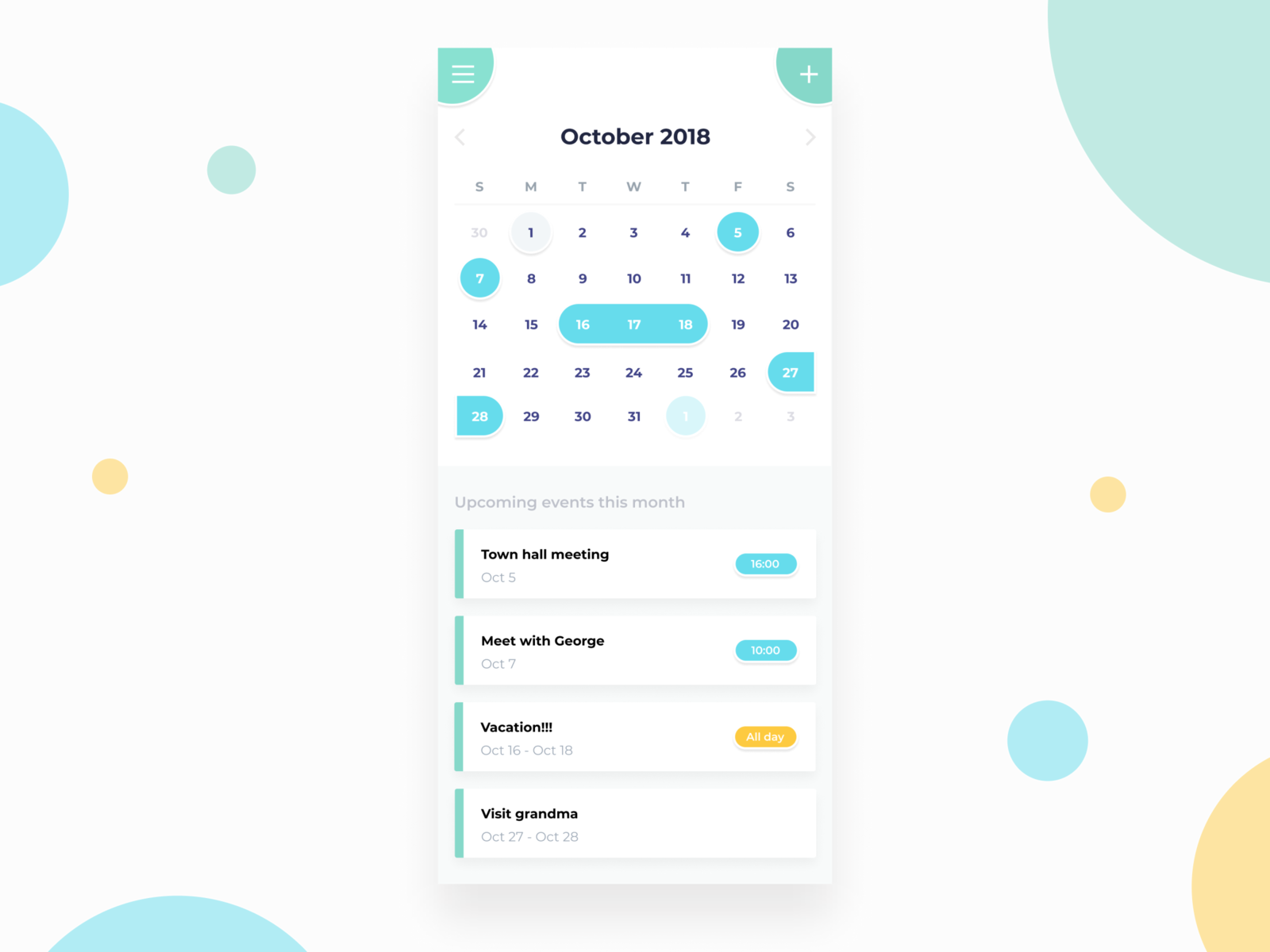 Calendar UI by Eliza Rajbhandari on Dribbble