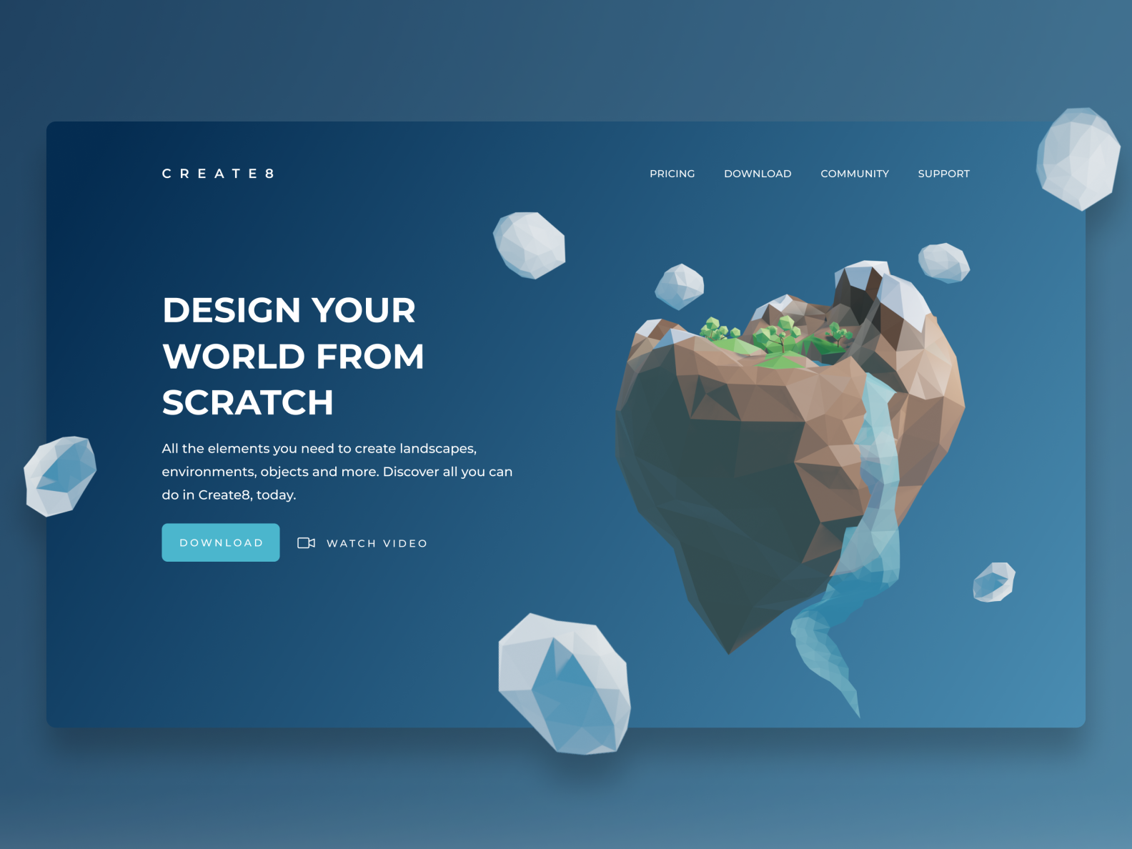 Low-poly island website concept by Sam Saga on Dribbble