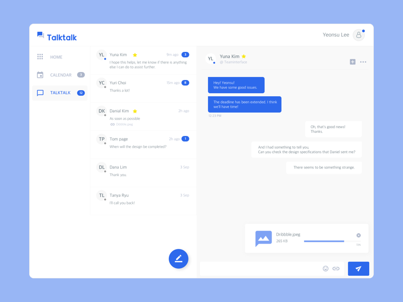 Daily UI_#013_Direct Messaging by Yeonsu Lee on Dribbble