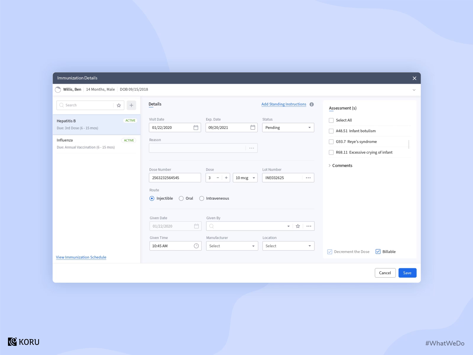Immunization Tracker in an EHR System by Koru UX Design on Dribbble