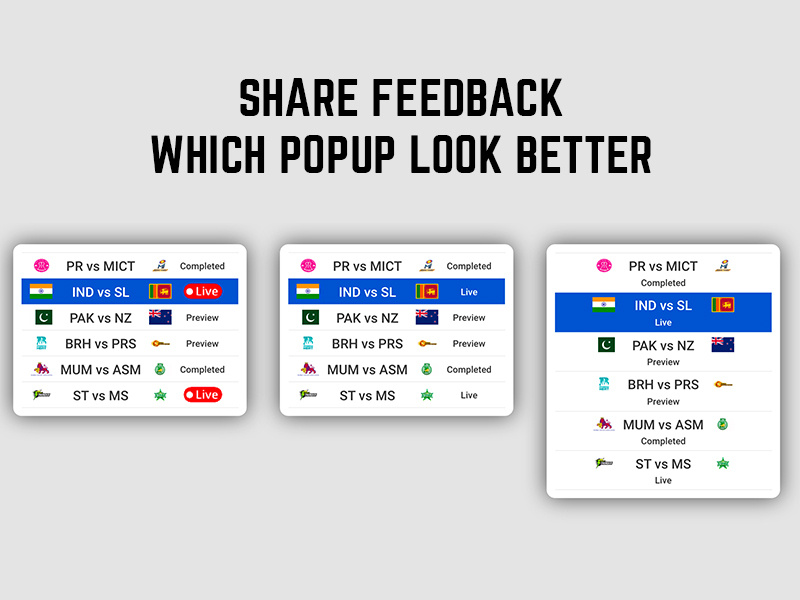 Match Info Popup by Dhanesh Patidar on Dribbble