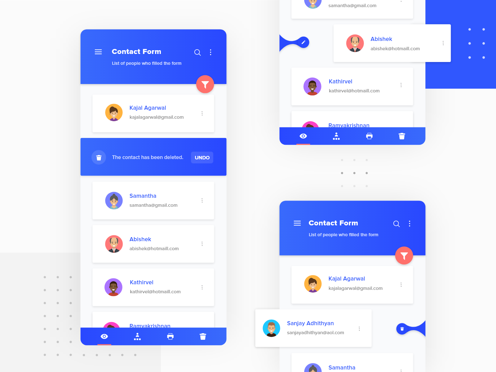 Delete and Edit screens by sanjay adhithyan on Dribbble