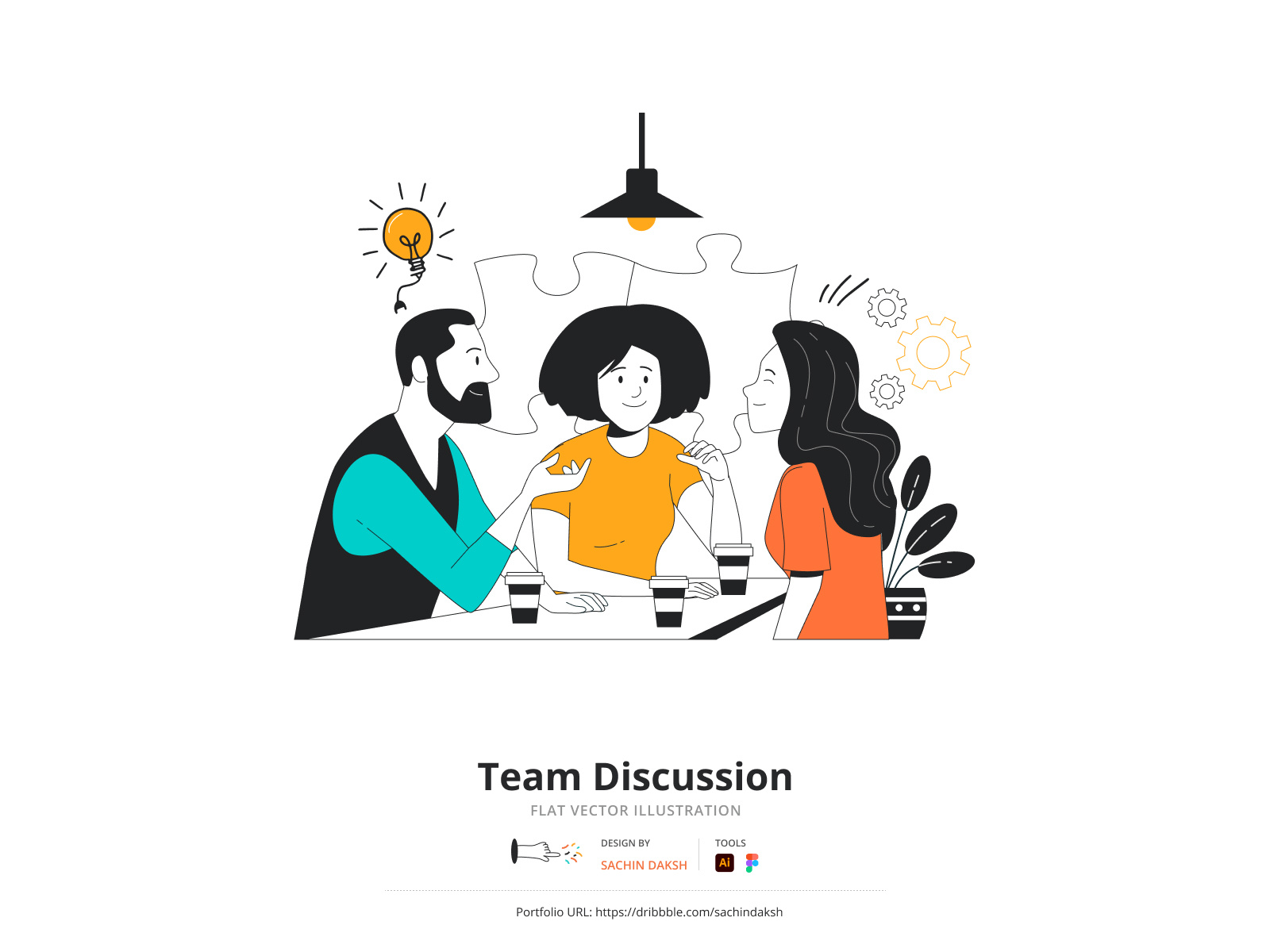 Team Discussion illustration by Sachin Daksh on Dribbble