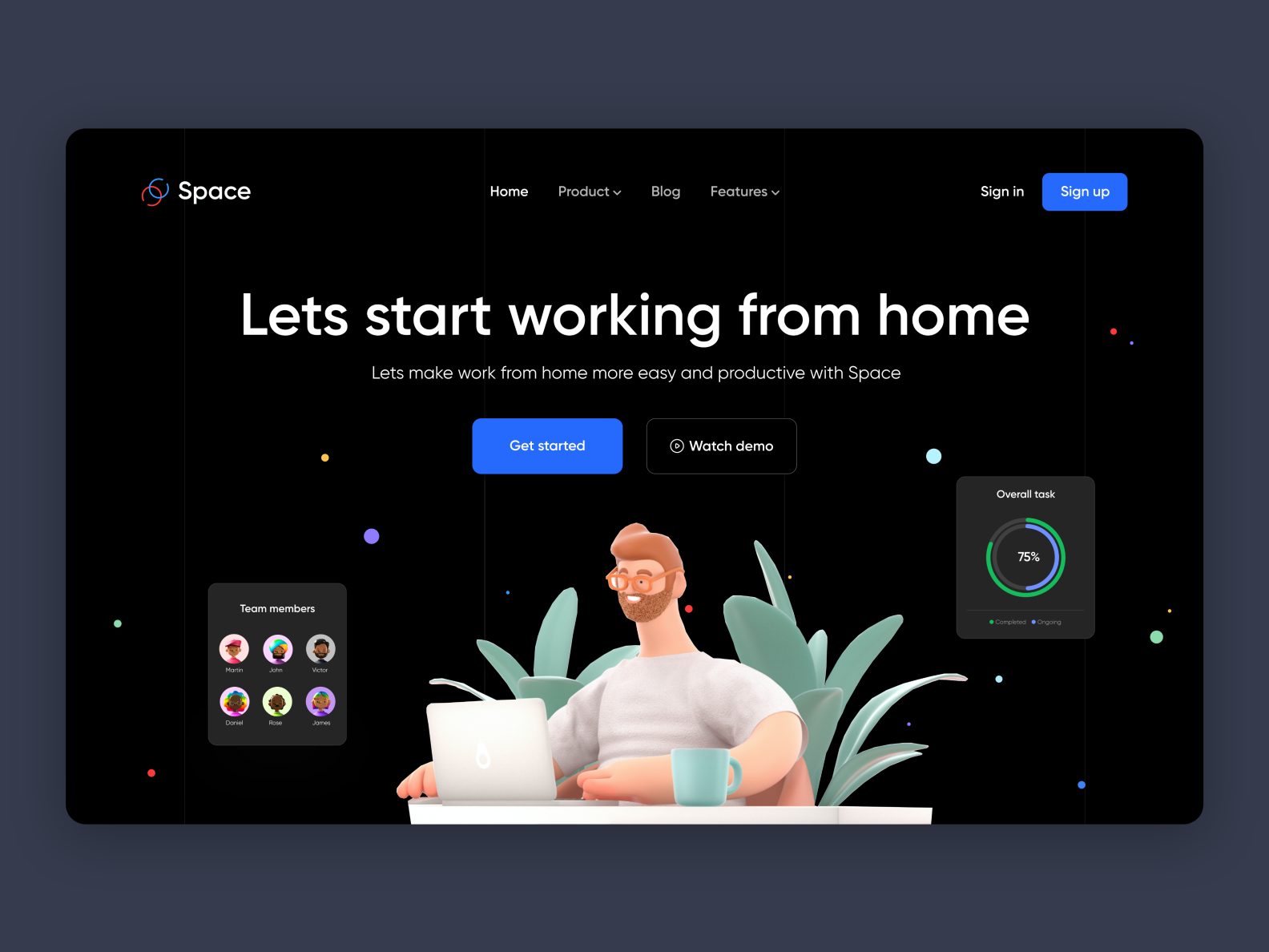 Space hero header dark theme by Sarath Kumar on Dribbble