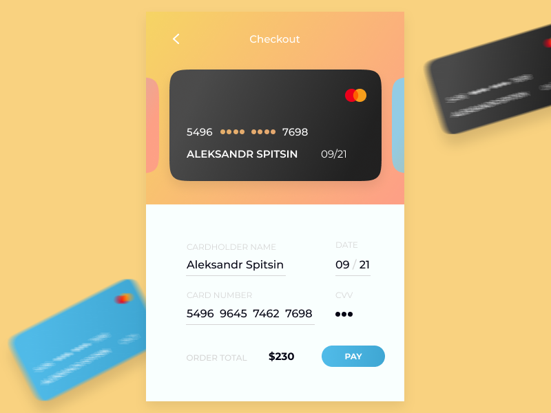 Daily UI 002 - Credit Card Checkout by Aleksandr Spitsin on Dribbble