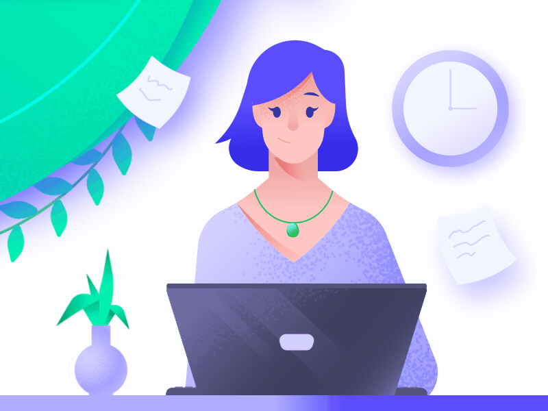 Girl with laptop by Alena Arakelova on Dribbble