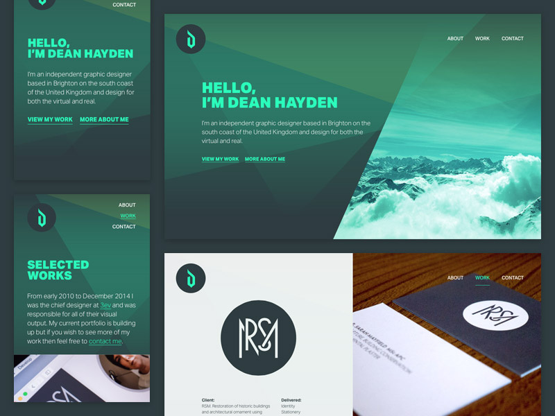 New portfolio site - mobile and more pages by Dean Hayden on Dribbble