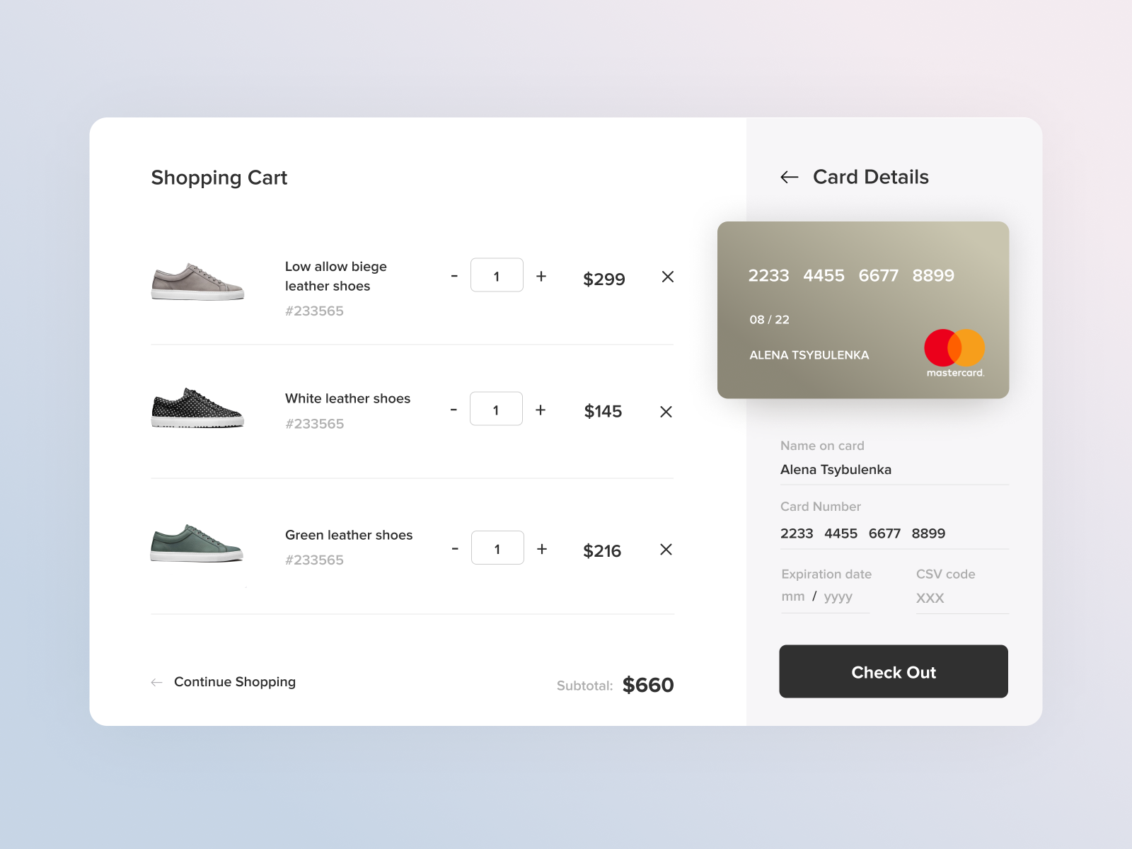 Credit Card Checkout by Lena Tsybulenko on Dribbble