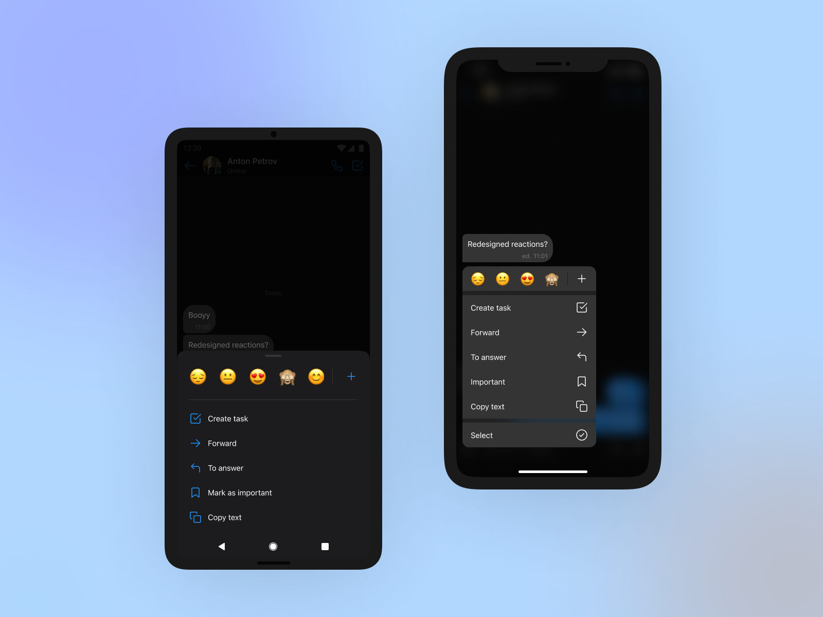 Reactions to messages | tada.team by Nik Sorochinskii on Dribbble