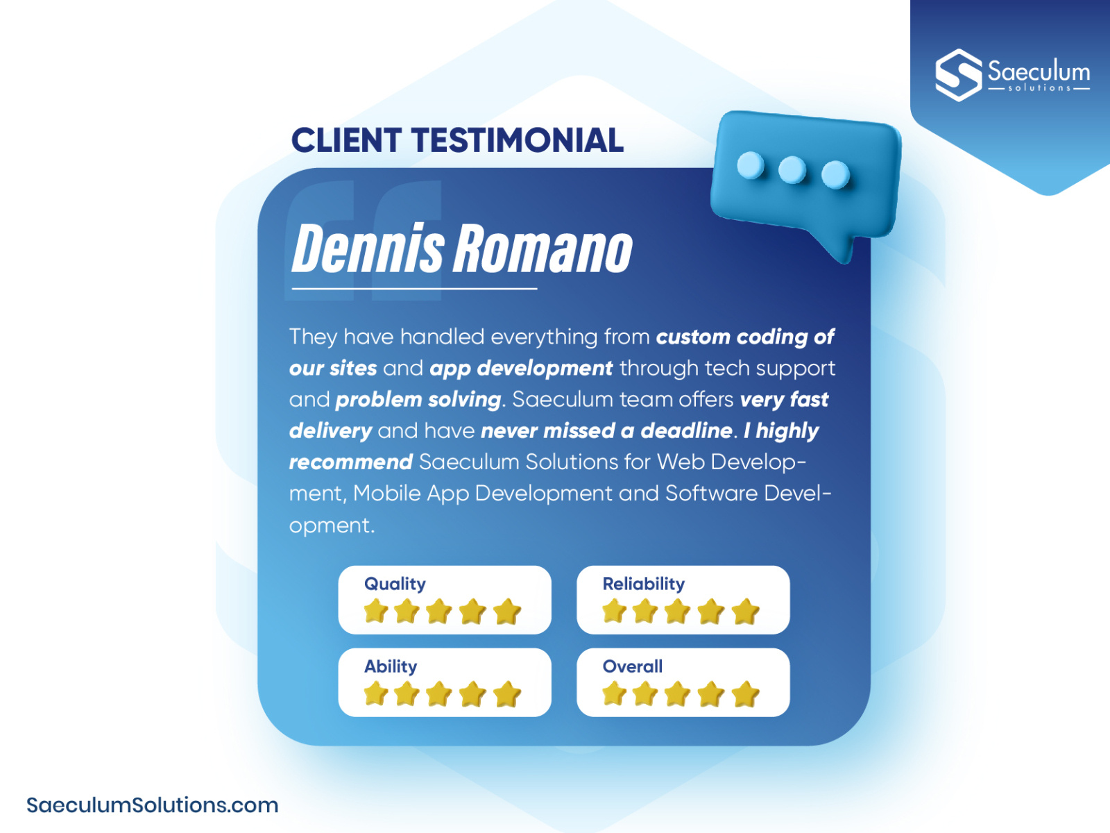 Client Testimonial By Saeculum Solutions Pvt Ltd On Dribbble