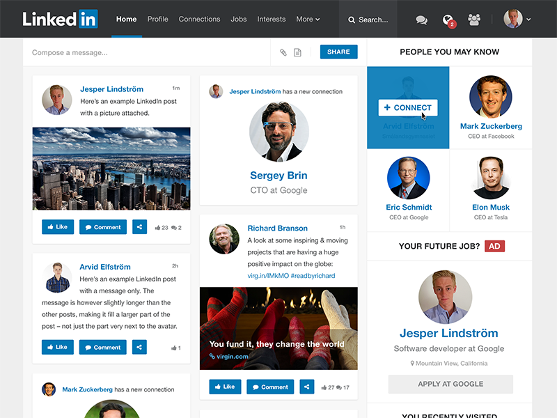 LinkedIn Redesign by Jesper Lindström on Dribbble