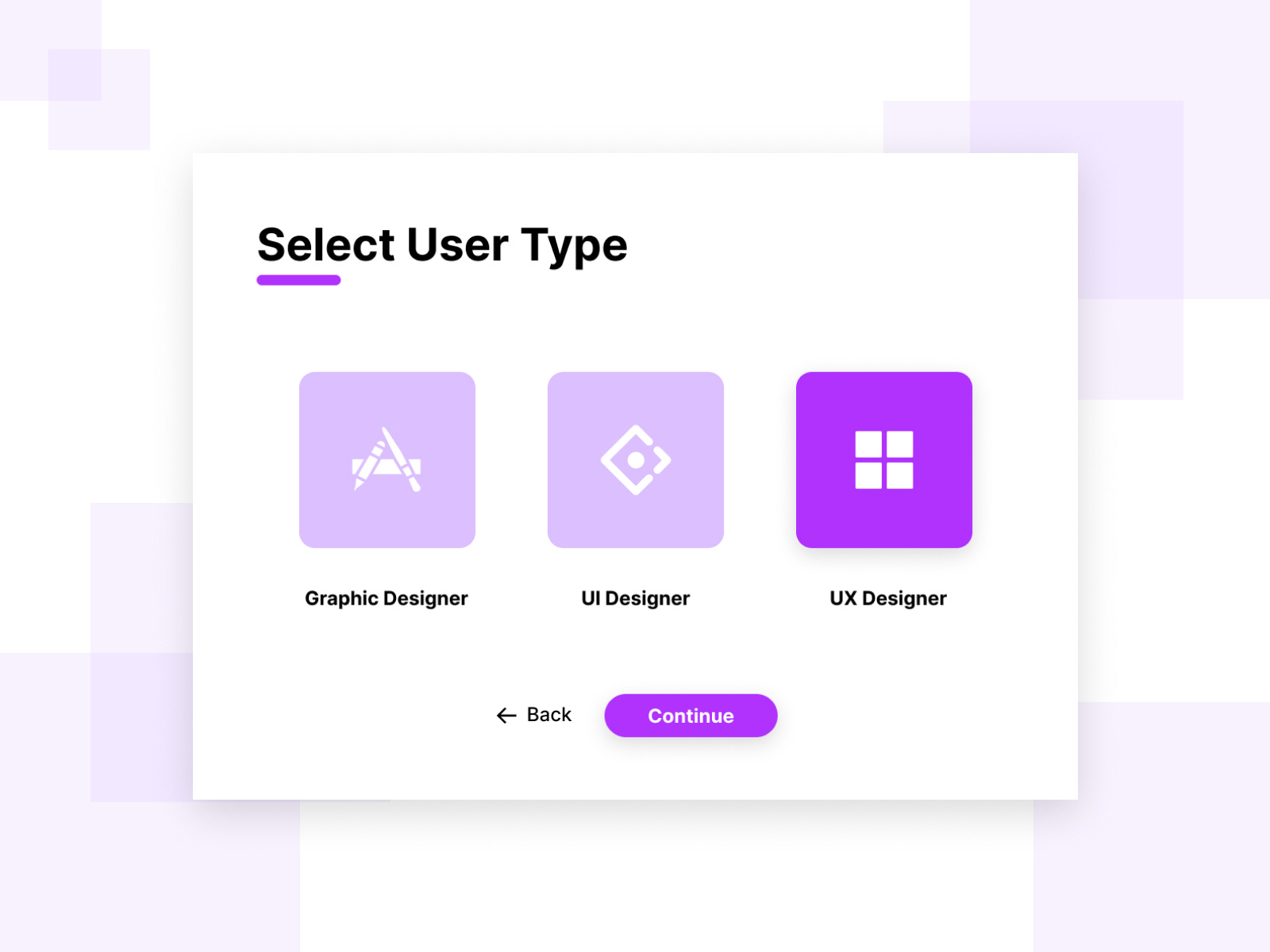Daily UI Challenge: 064 Select User Type by Greyson Zhang on Dribbble