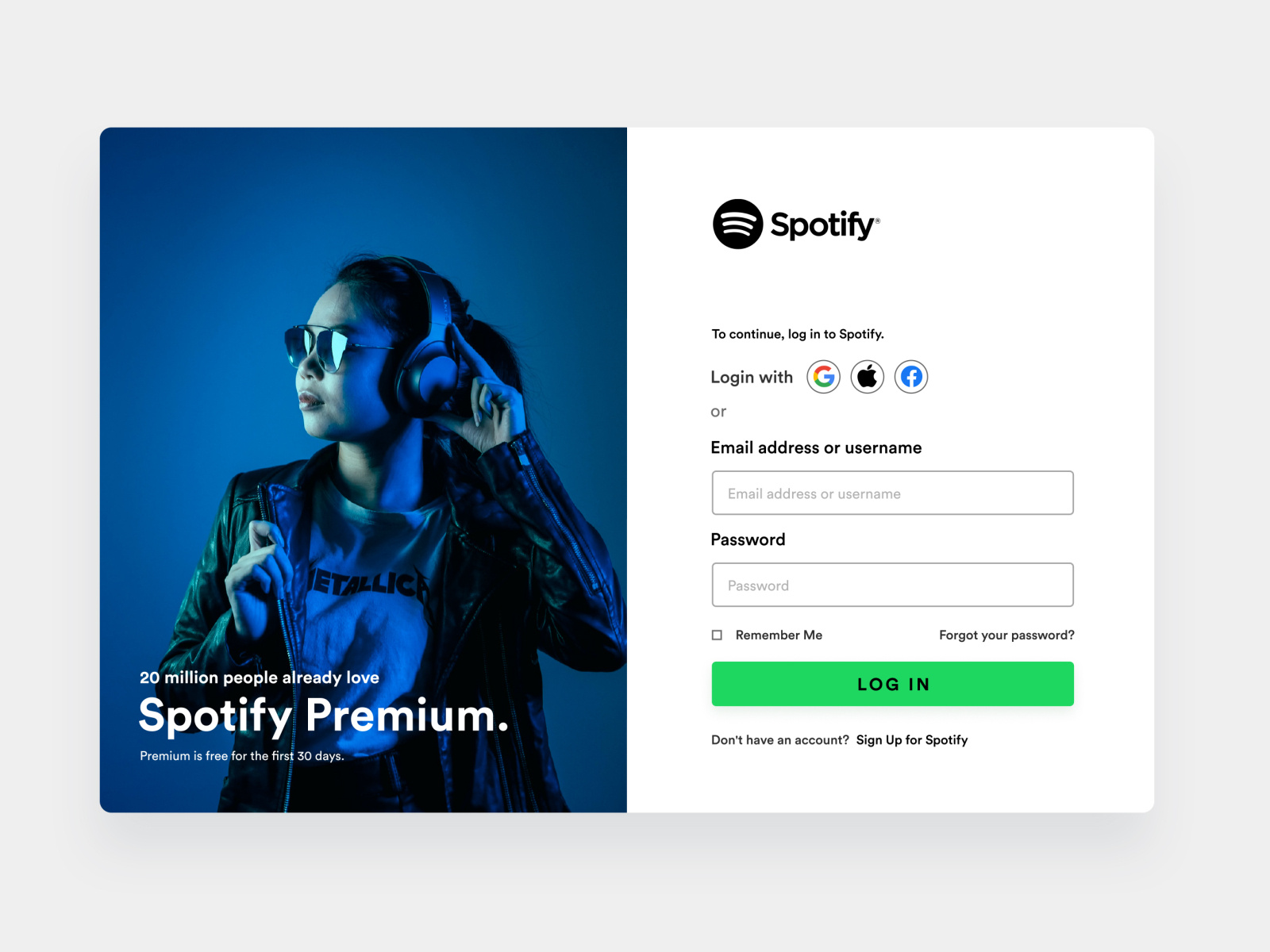 Spotify Login Screen Redesign by Mohammed Favas K K on Dribbble