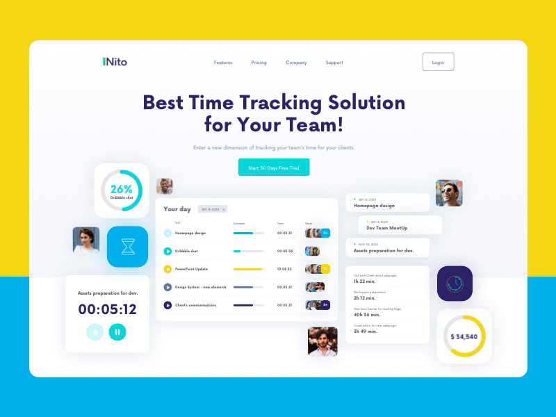 Nito - Time Tracking Solution - Hero Animation by Michał Durys for Osom ...