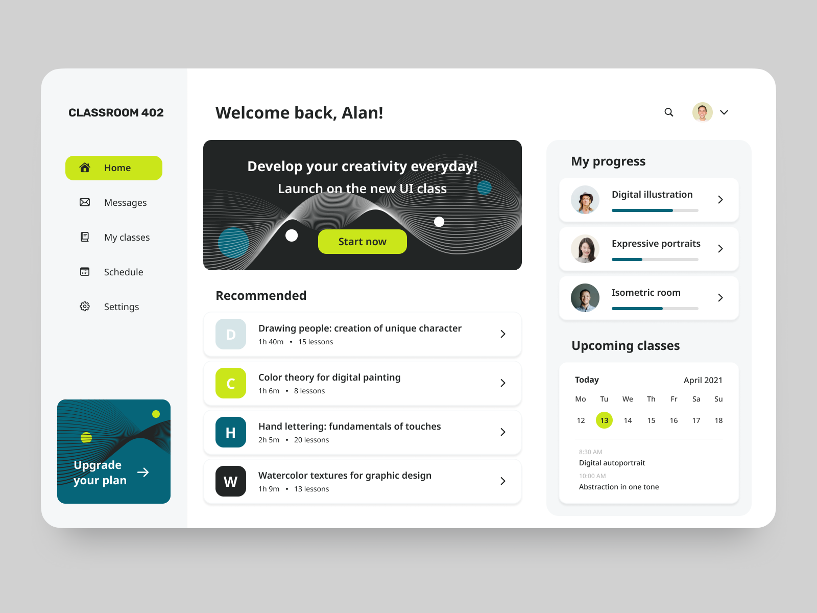 Classroom 402 - Dashboard by Vikki N on Dribbble