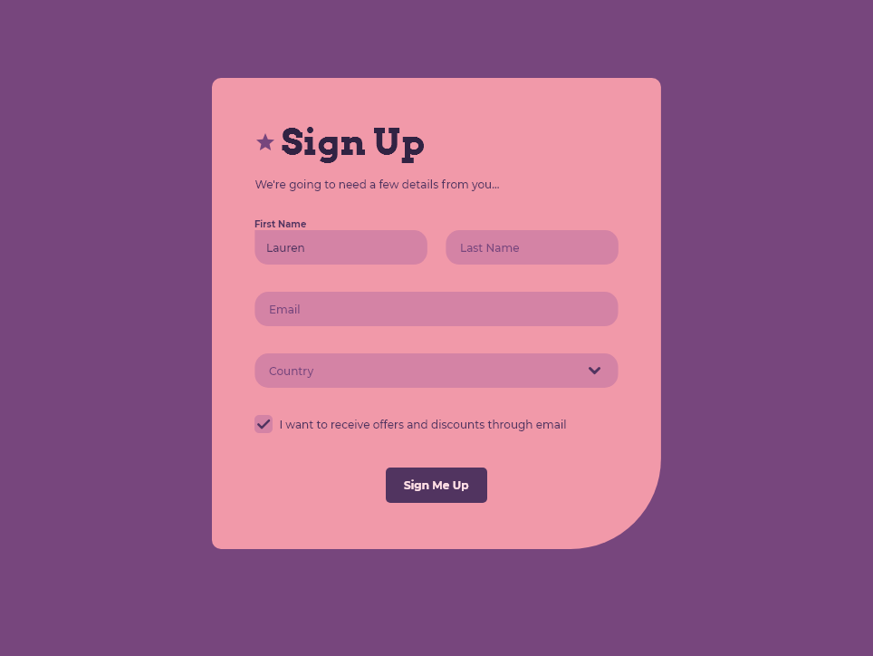 Flat Design - Sign Up Form by Lauren Wilkinson on Dribbble