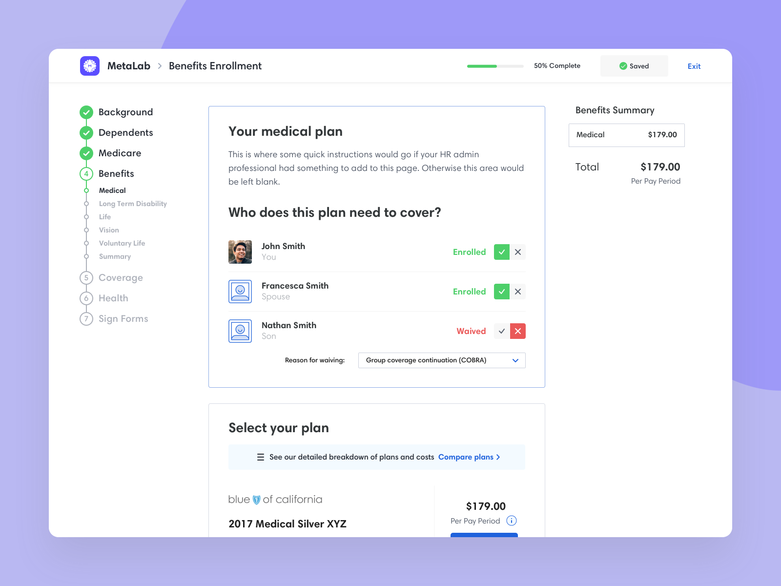 Ease Benefits Enrollment Onboarding by Axel Gillino for MetaLab on Dribbble