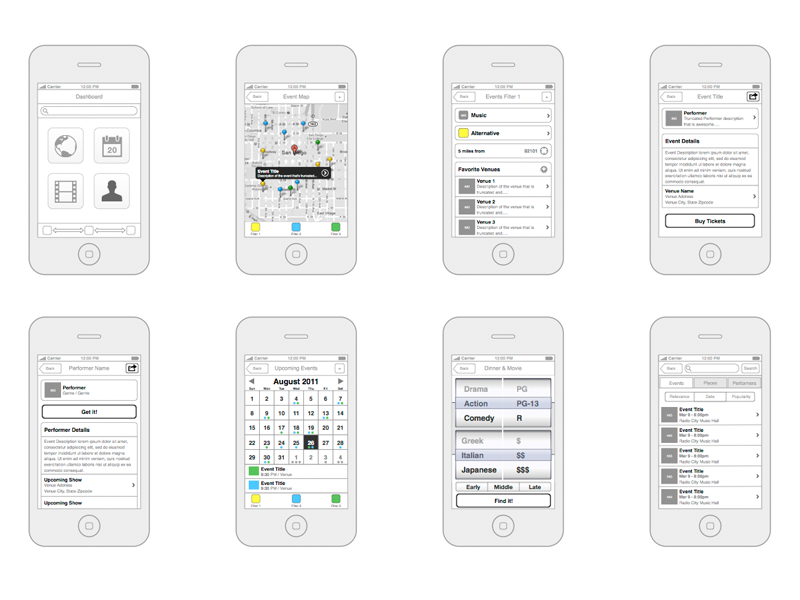 Older iOS App Wireframes by dschultze on Dribbble