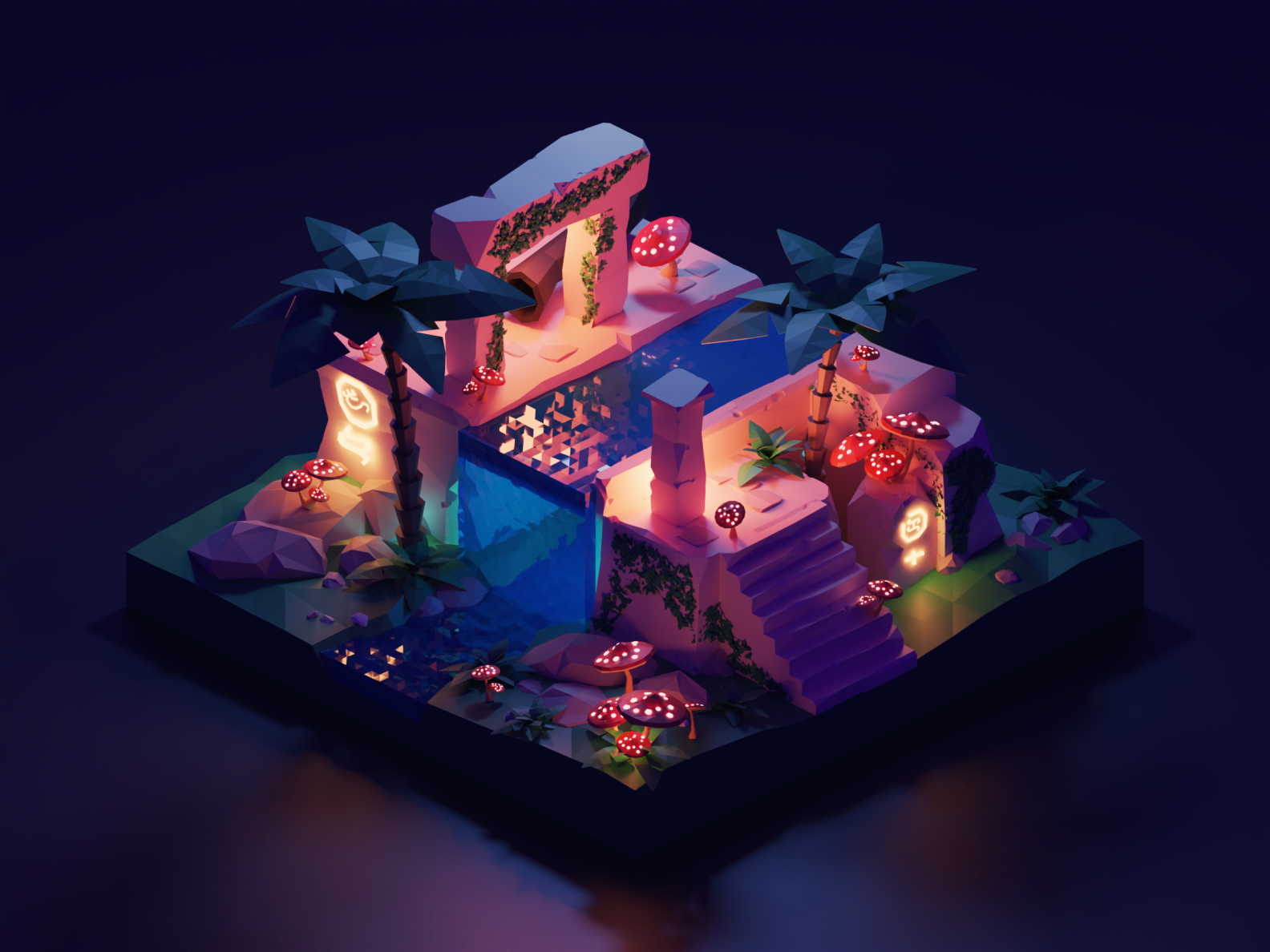 Isometric Ancient Ruins: Day & Night. by emanuel vallejos on Dribbble