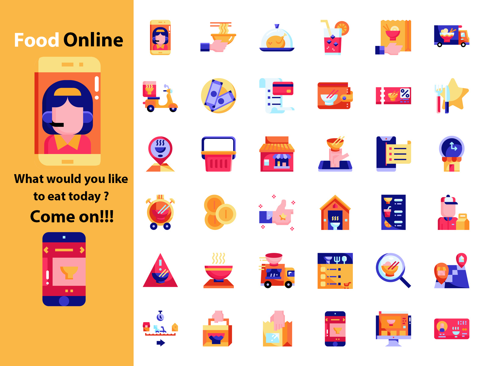 Food Online Delivery icon set by pongsakorn on Dribbble