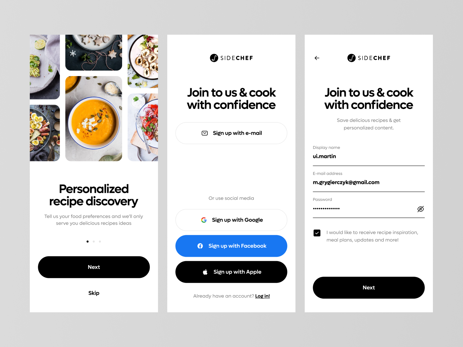 SideChef app - redesign concept by Marcin Grygierczyk on Dribbble