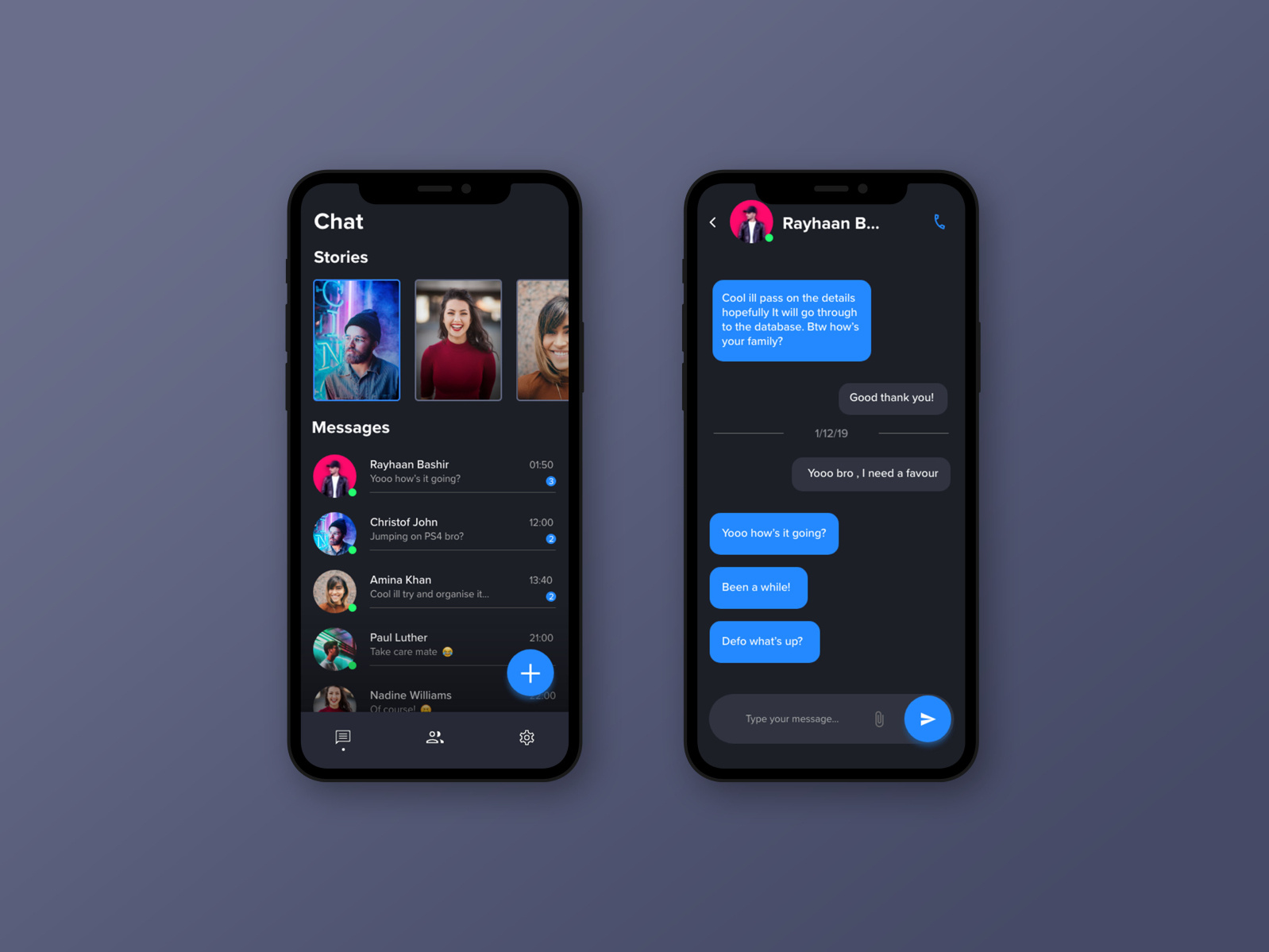 Messaging app by Rayhaan Bashir on Dribbble