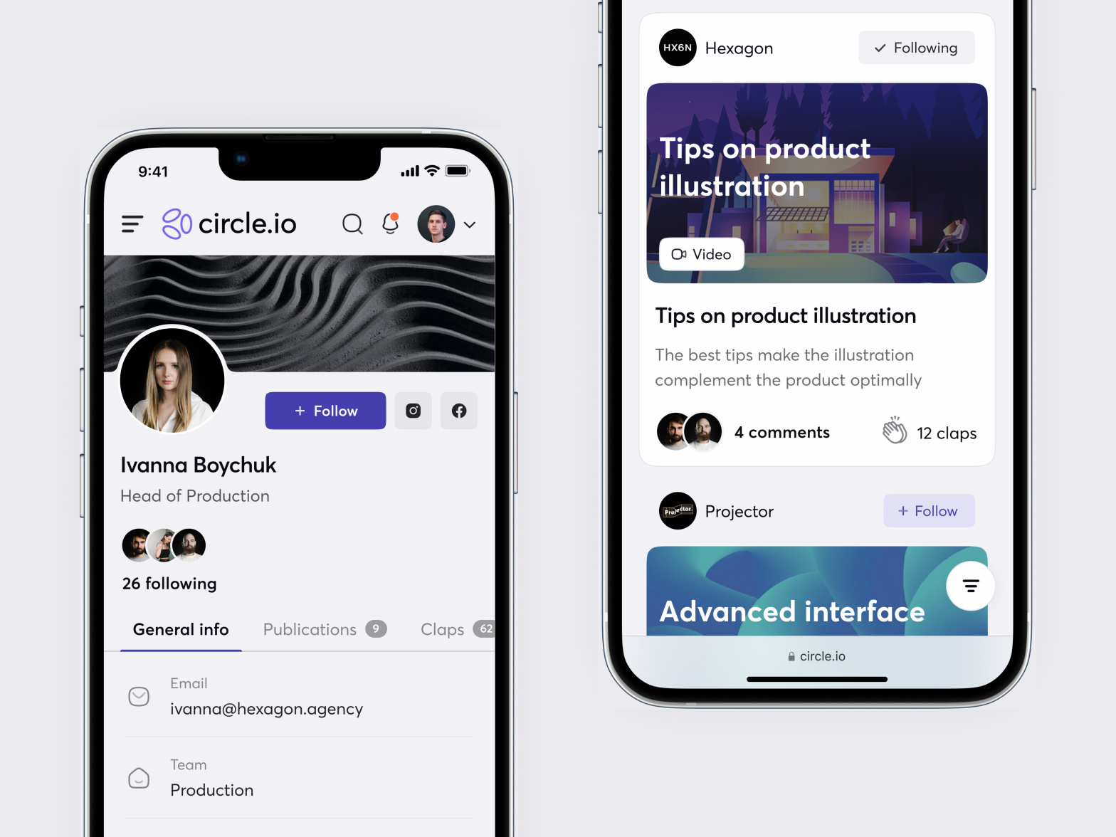 Circle.io | User Profile by Ilya Antonenko for Hexagon Agency on Dribbble