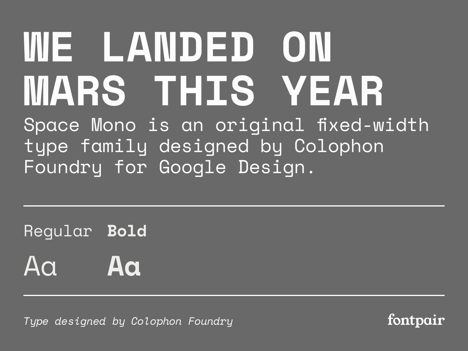 Space Mono - Monospace Google Font by fontpair on Dribbble