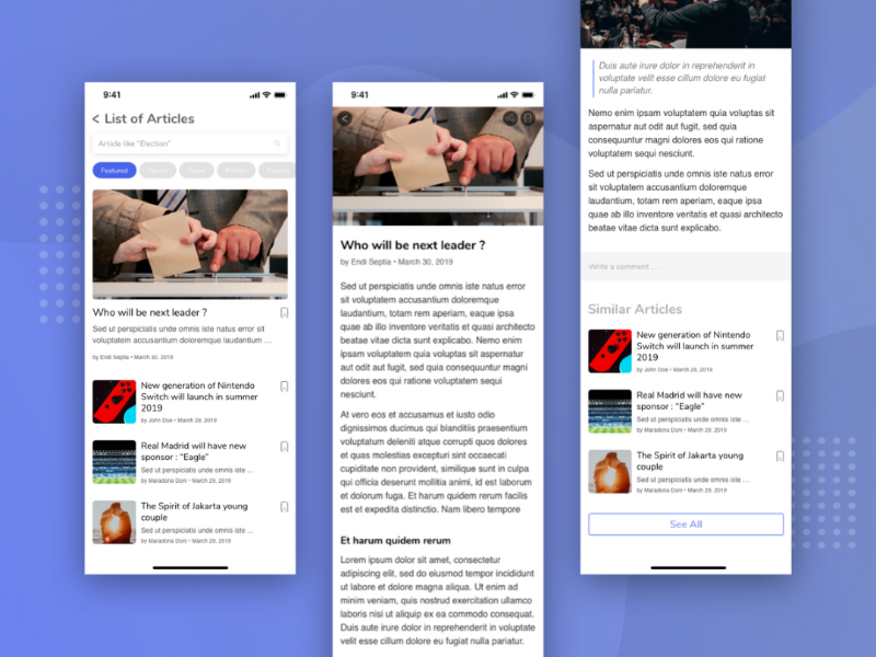 Article - UI Exploration by Endi Septia on Dribbble