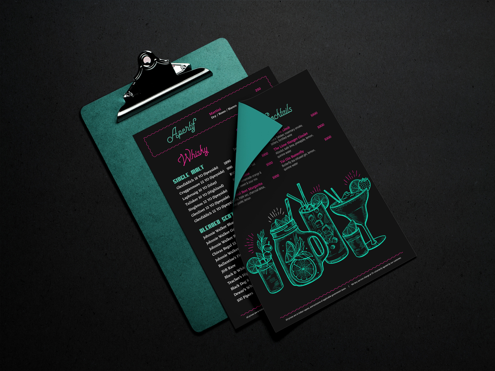 Liquor Menu for Hyatt by Pavitra Achreja on Dribbble