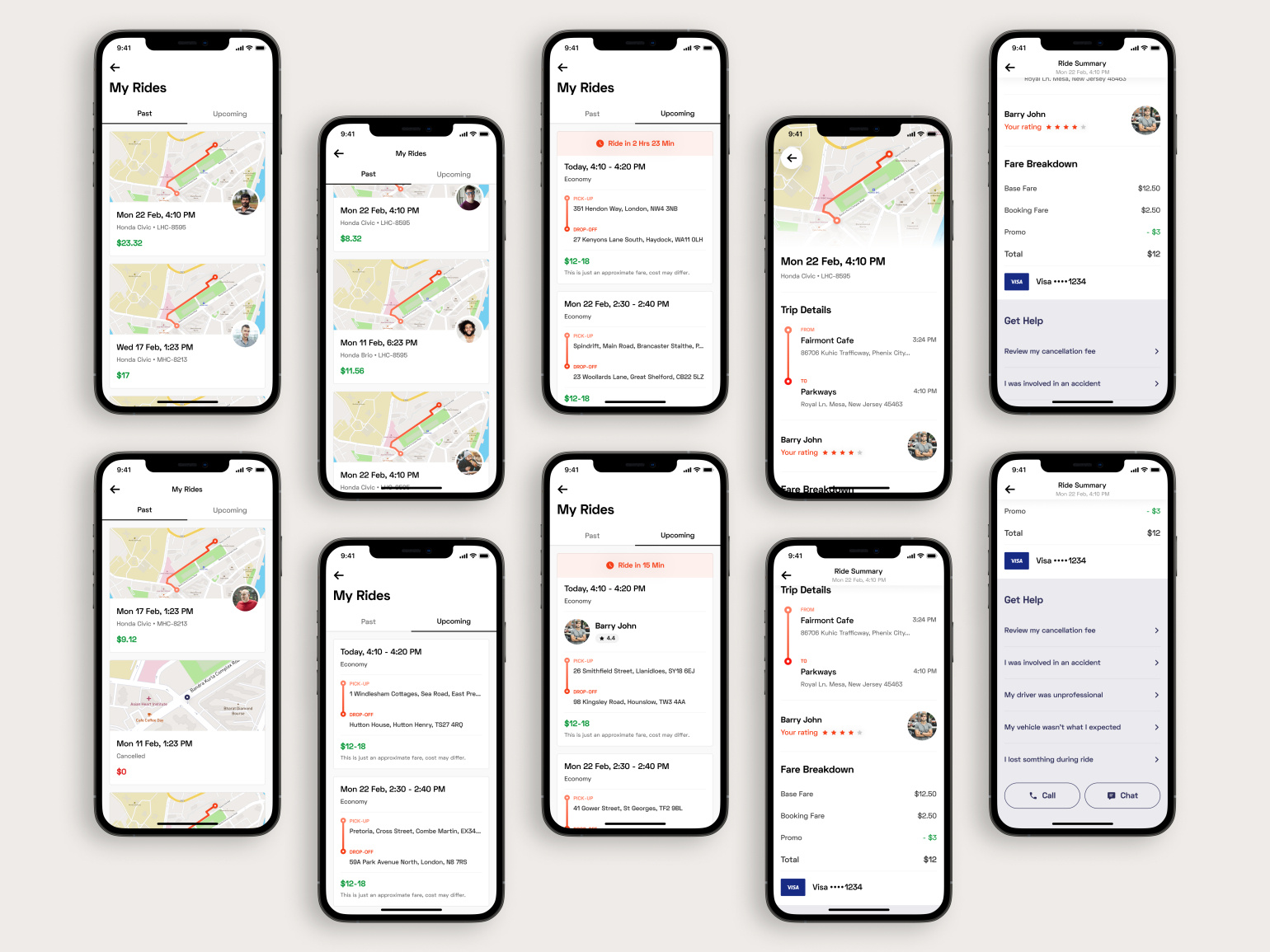 Rides List and Details UI Go - Ride Hailing App UI Kit by Unmesh Gite ...
